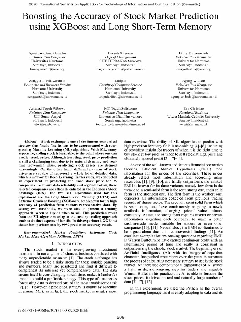 Stock Market Prediction with XGBoost & LSTM | PDF | Efficient Market ...