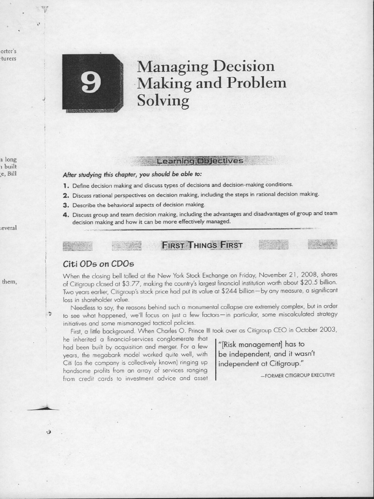 Managing Decision Making and Problem Solving | PDF