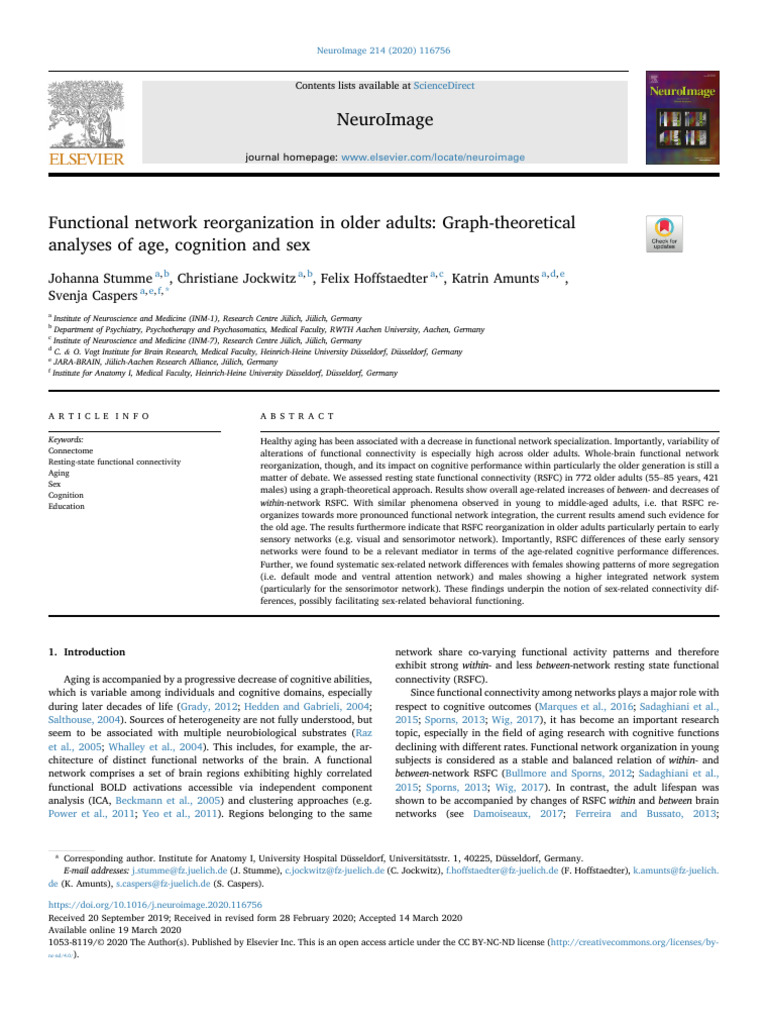 Brain Reorganization Older Adults | PDF | Principal Component Analysis ...