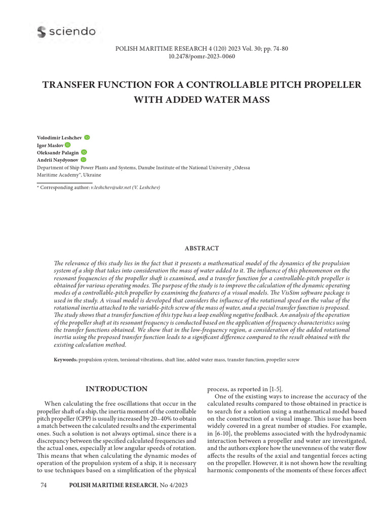 Transfer Function for a Controllabl | PDF | Propeller | Resonance