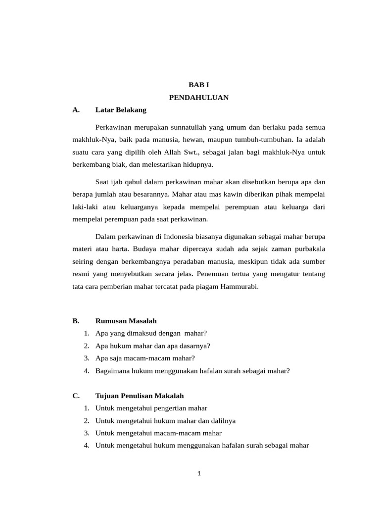 Hukum dan Macam-Macam Mahar | PDF