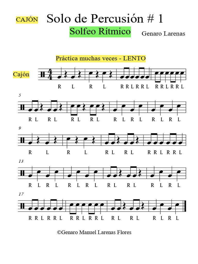 Solo de Percusión # 1 Inicio | PDF