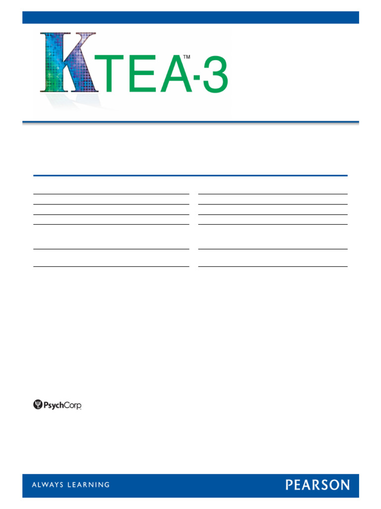 KTEA 3 Score Report Sample | PDF | Human Communication | Applied ...