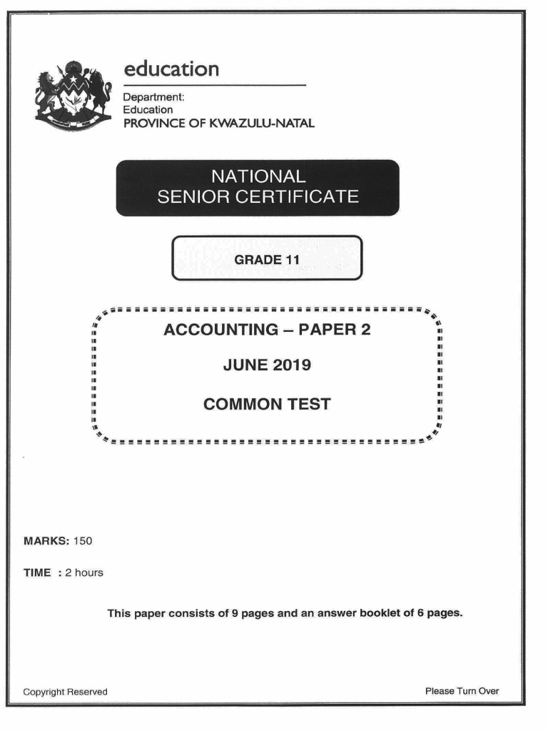 ACC June 2019 GR 11 P2 and Memo | PDF
