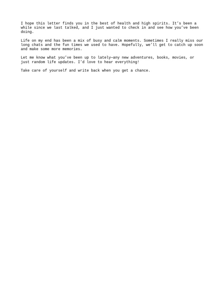 Friendly Check-In Letter | PDF
