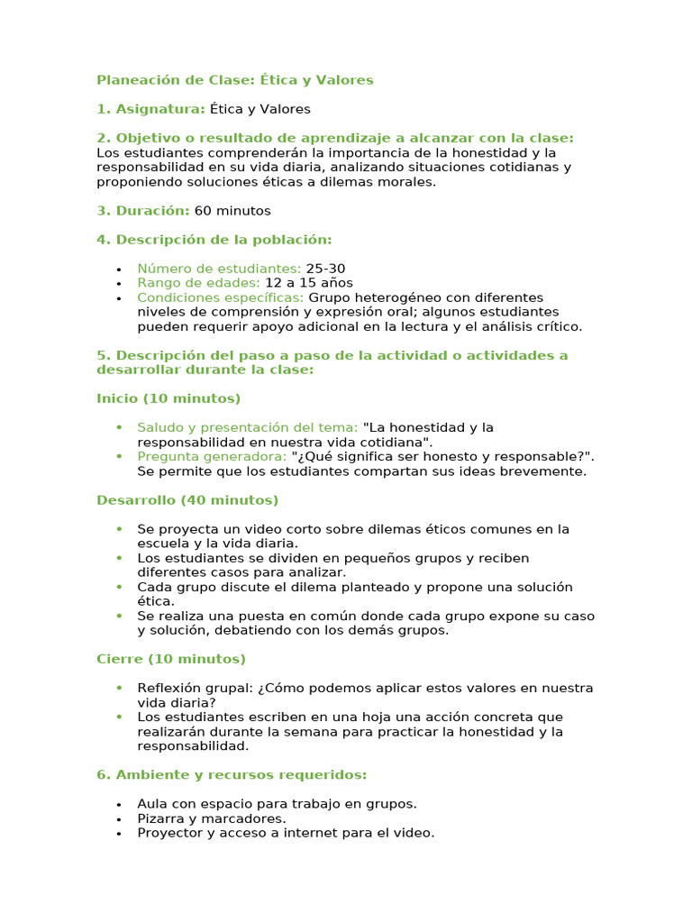 Planeación de Clase | PDF