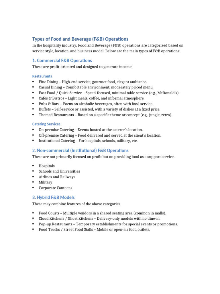 Types of FNB Operations | PDF