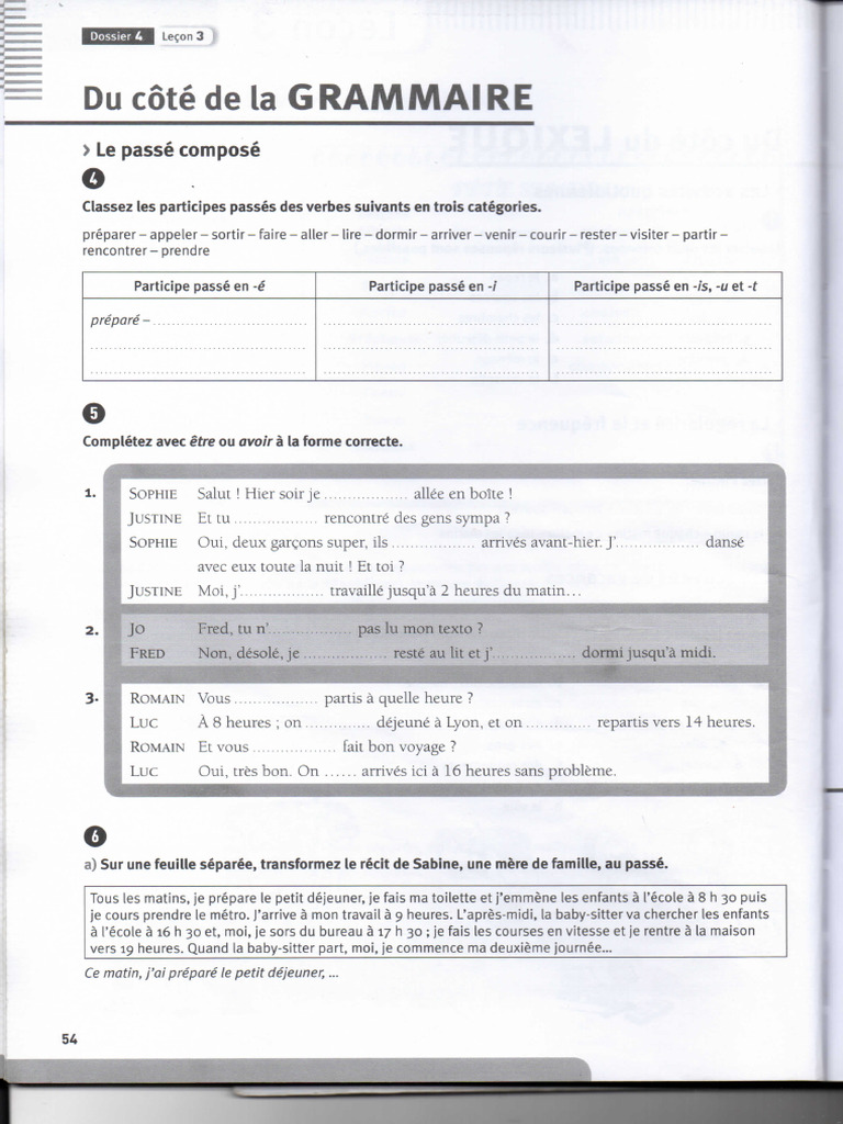 Passé composé - Exercices | PDF