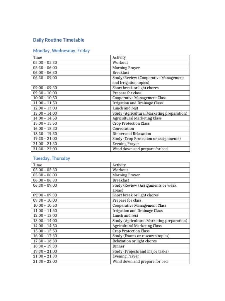 Daily_Routine_Timetable | PDF
