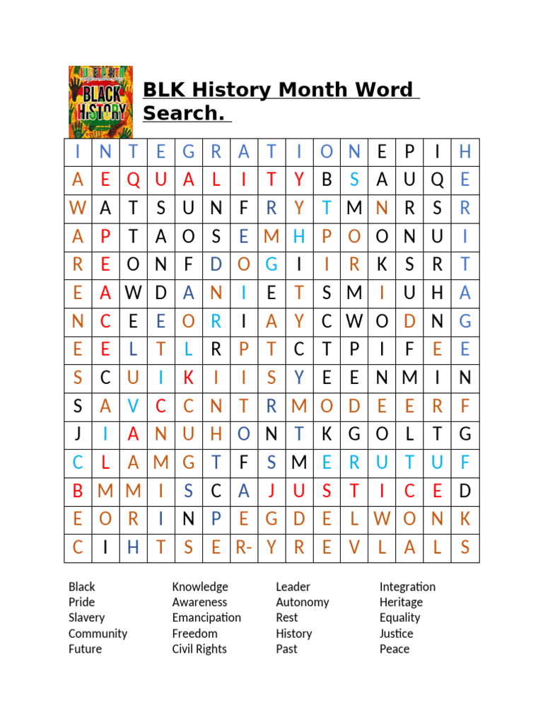 BLK History Month Word Puzzle FL | PDF