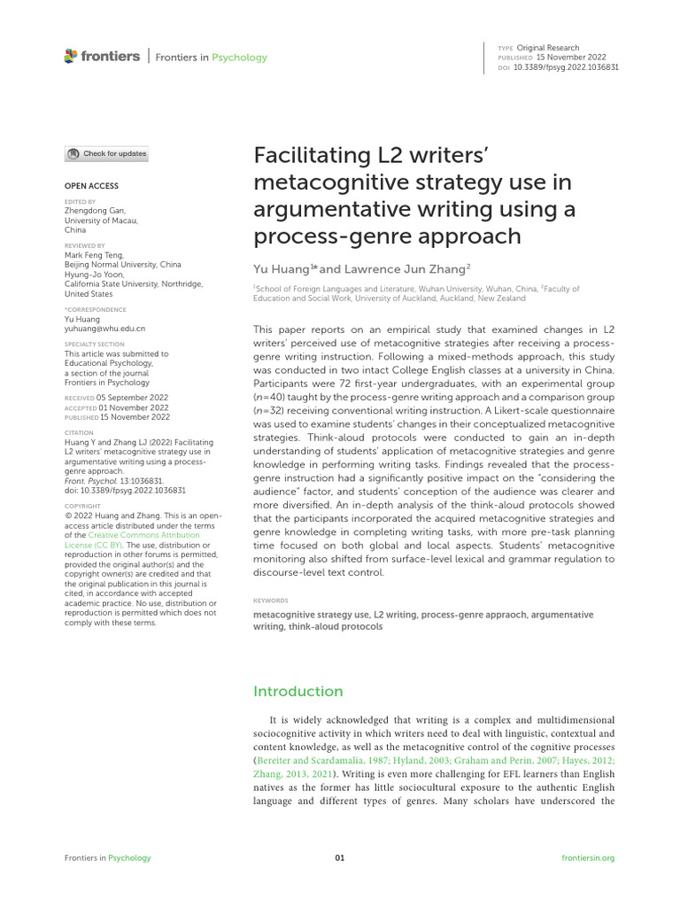 Huang, Y-Zhang, LJ-2022-Facilitating L2 Writers' Metacognitive Strategy Use in Argumentative ...