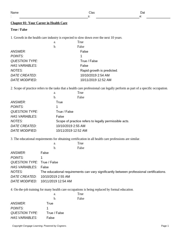 Test Bank For Introduction To Health Care 5th Edition Lee Haroun Dakota ...