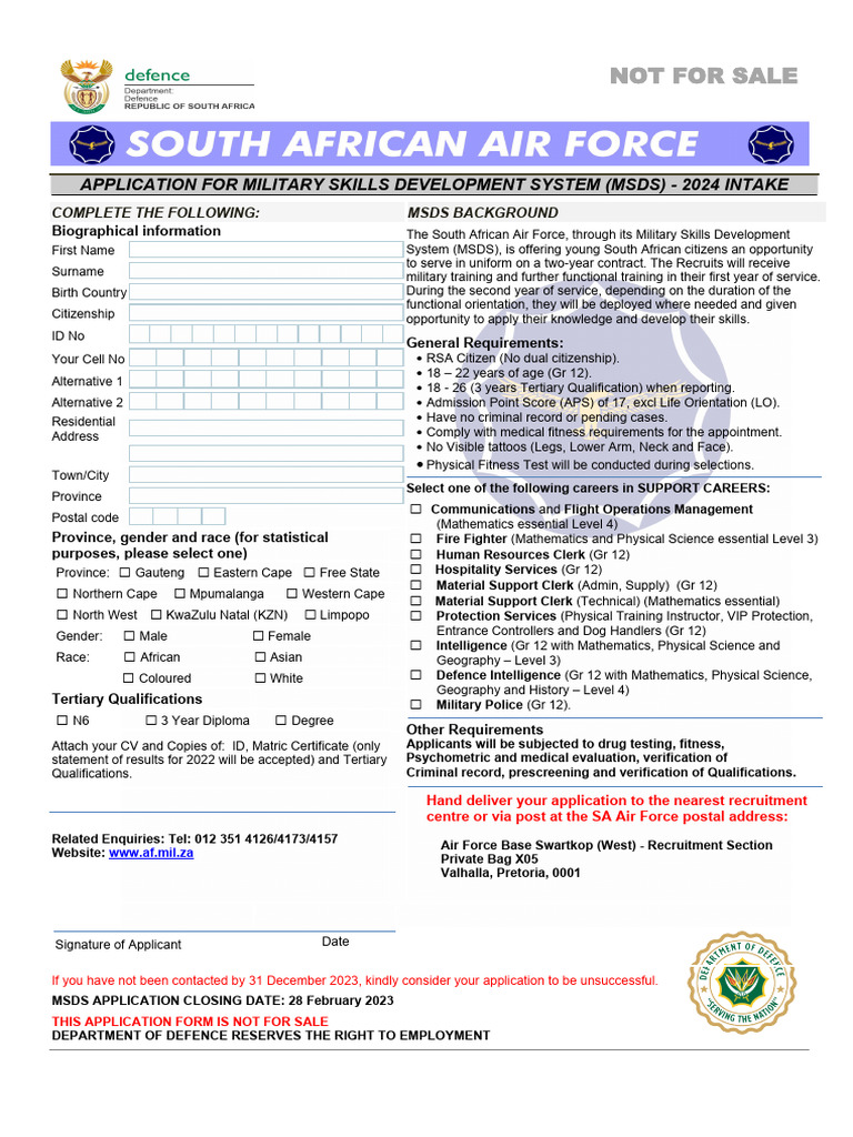 MSDS Application for 2024 Intake | PDF