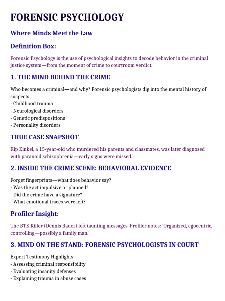 Forensic Psychology Custom Format | PDF | Psychology | Forensic Science