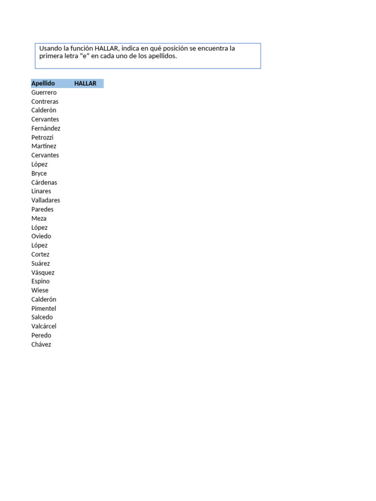Uso de HALLAR en Nombres y Apellidos | PDF