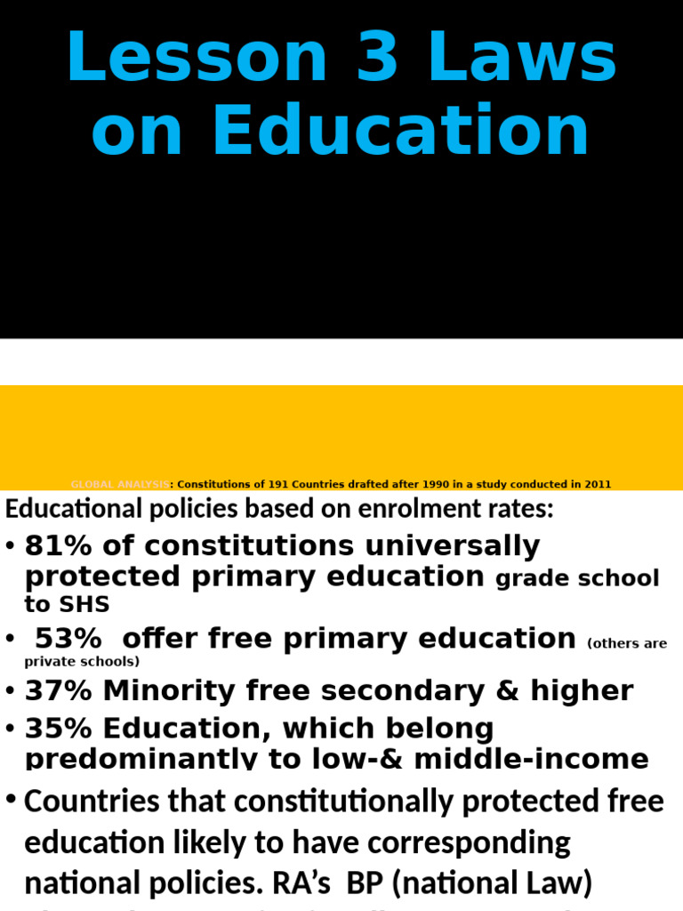 Laws On Education Lecture 3 | PDF | Curriculum | Teachers