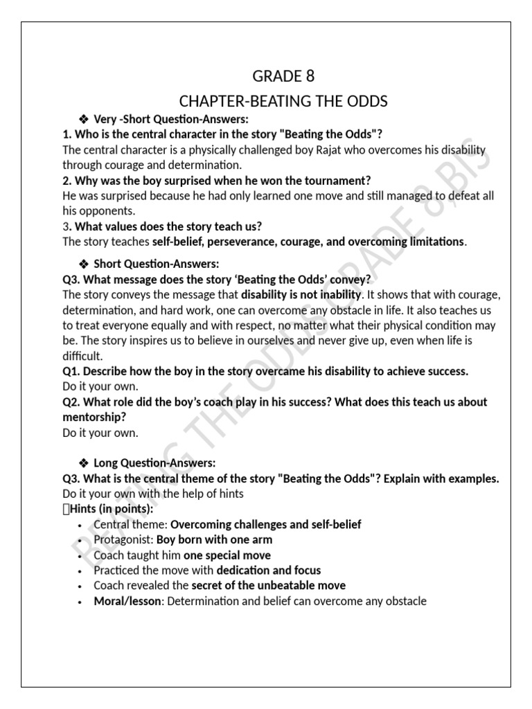 BEATING THE ODDS NOTES | PDF