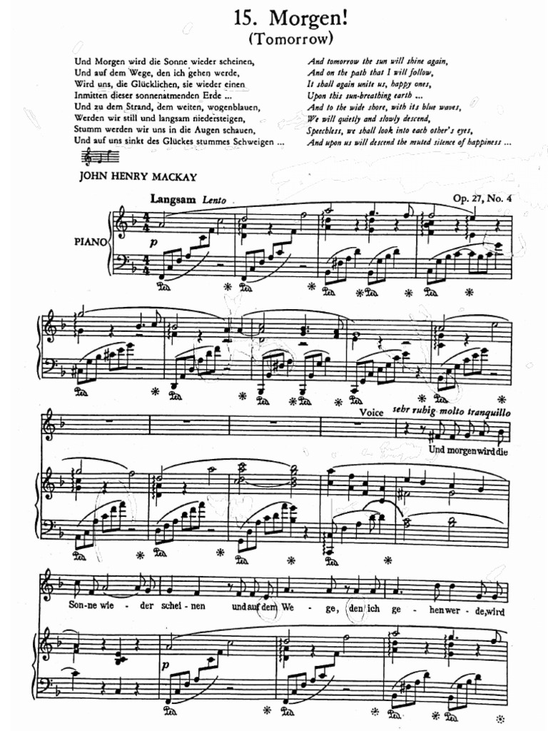 Richard Strauss & John Henry Mackay - Morgen - (F - Major) | PDF