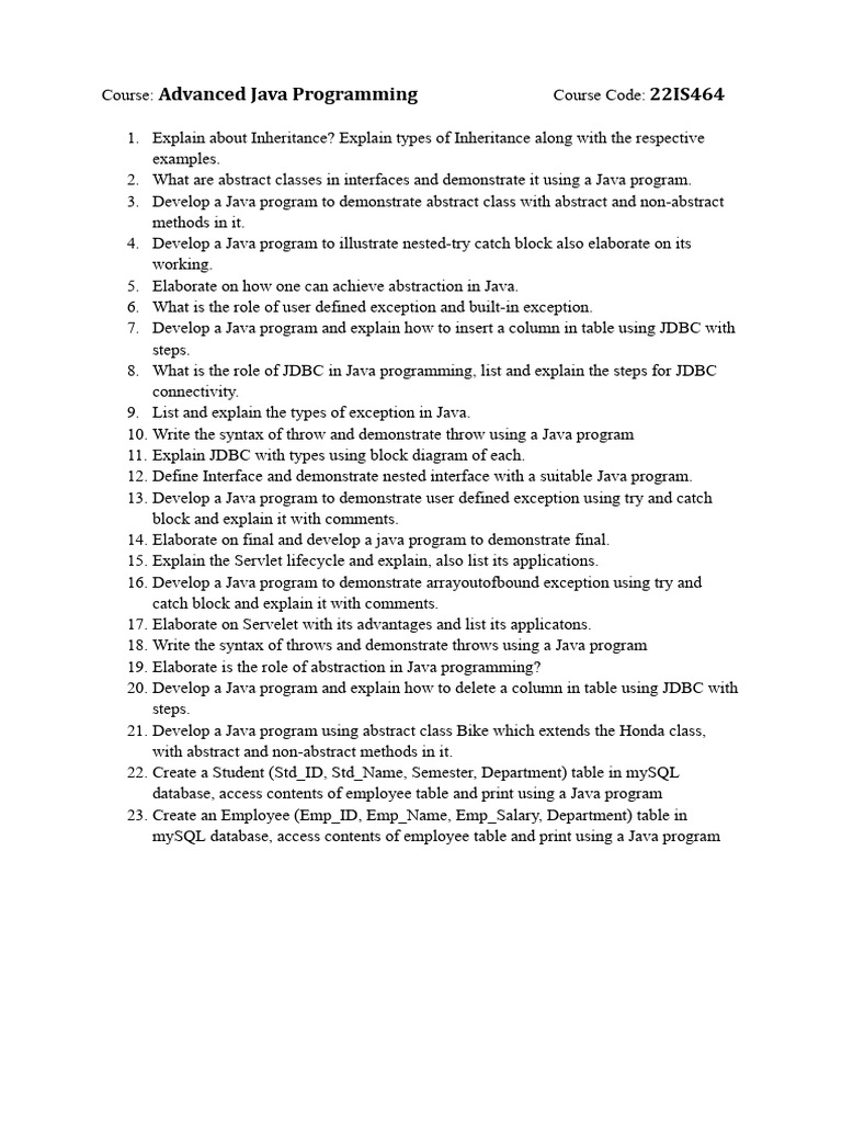 Ad Java CIE-2 QB | PDF