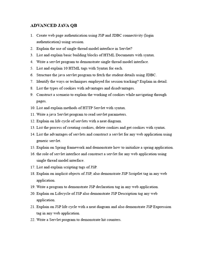 Ad Java CIE-3 QB | PDF