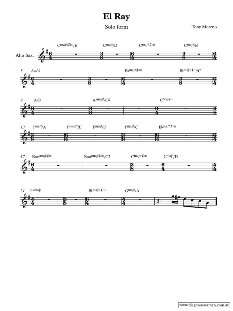 Diego Wasserman Eb Trans - El Ray Solos Form | PDF