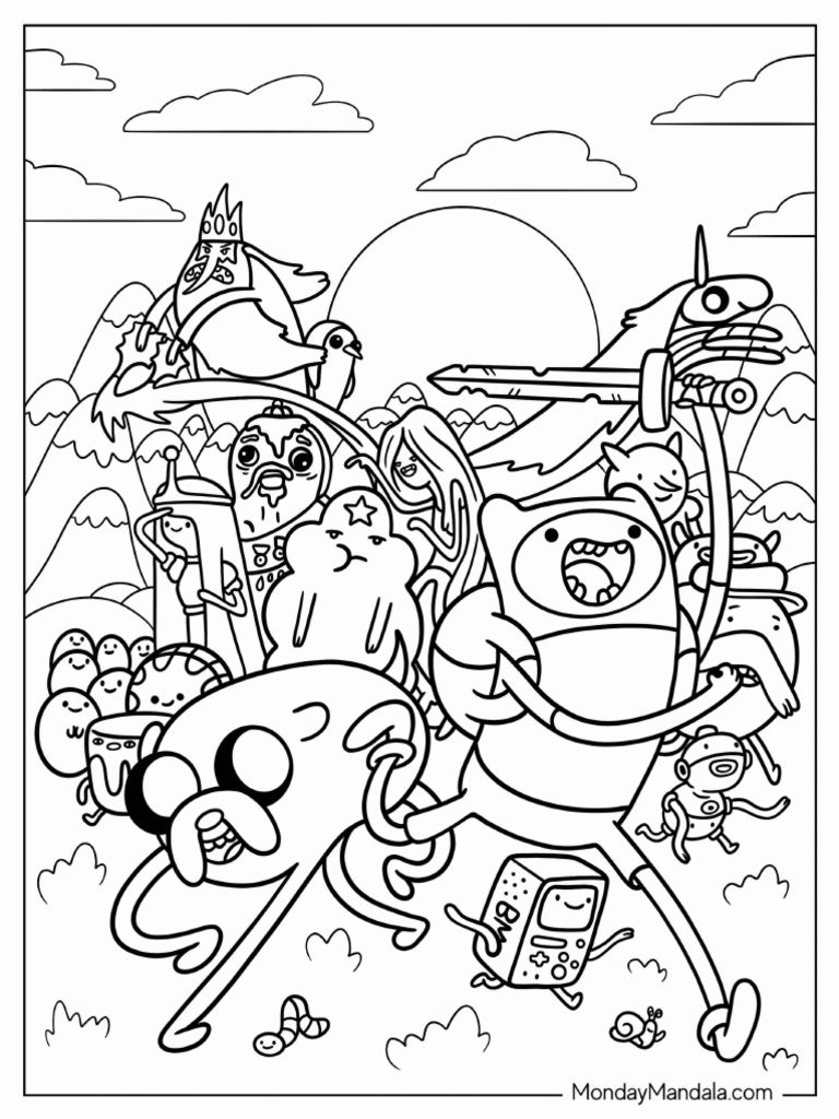 Detailed Adventure Time Poster Coloring Sheet | PDF