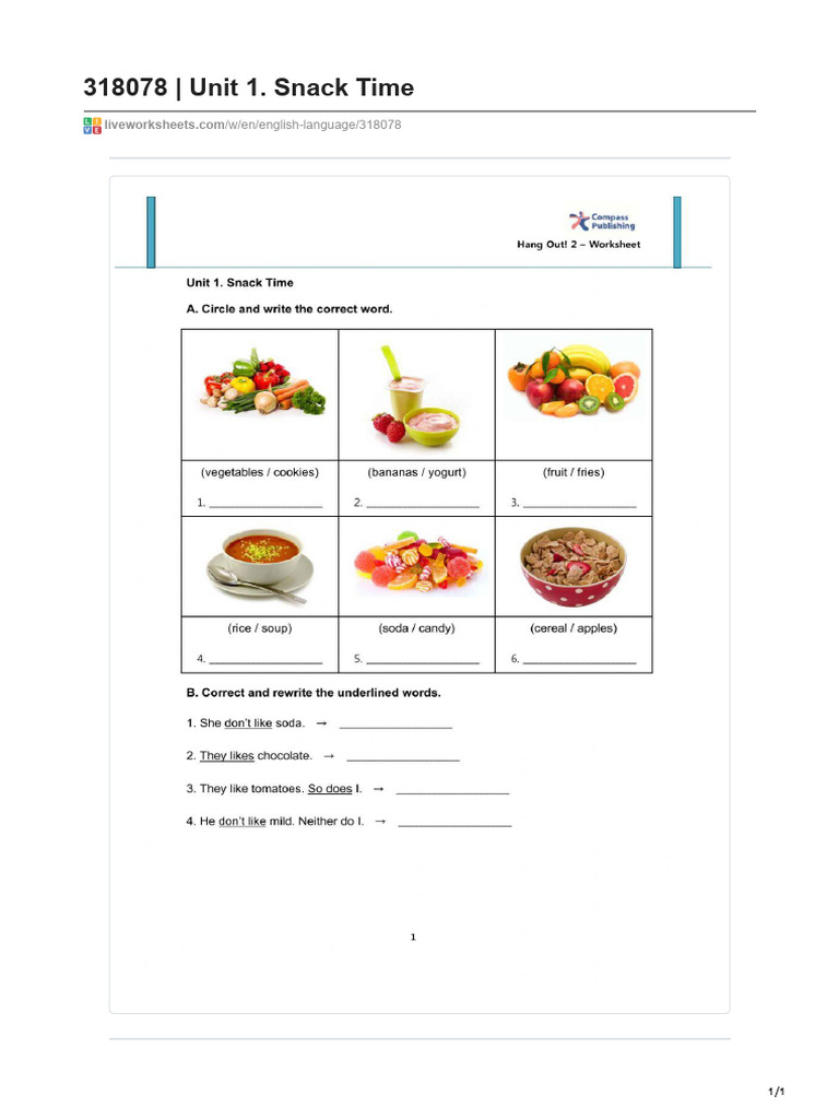 Unit 1 Snack Time | PDF