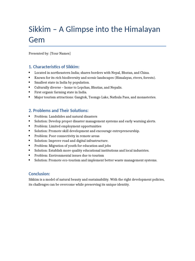 Sikkim Presentation Updated | PDF