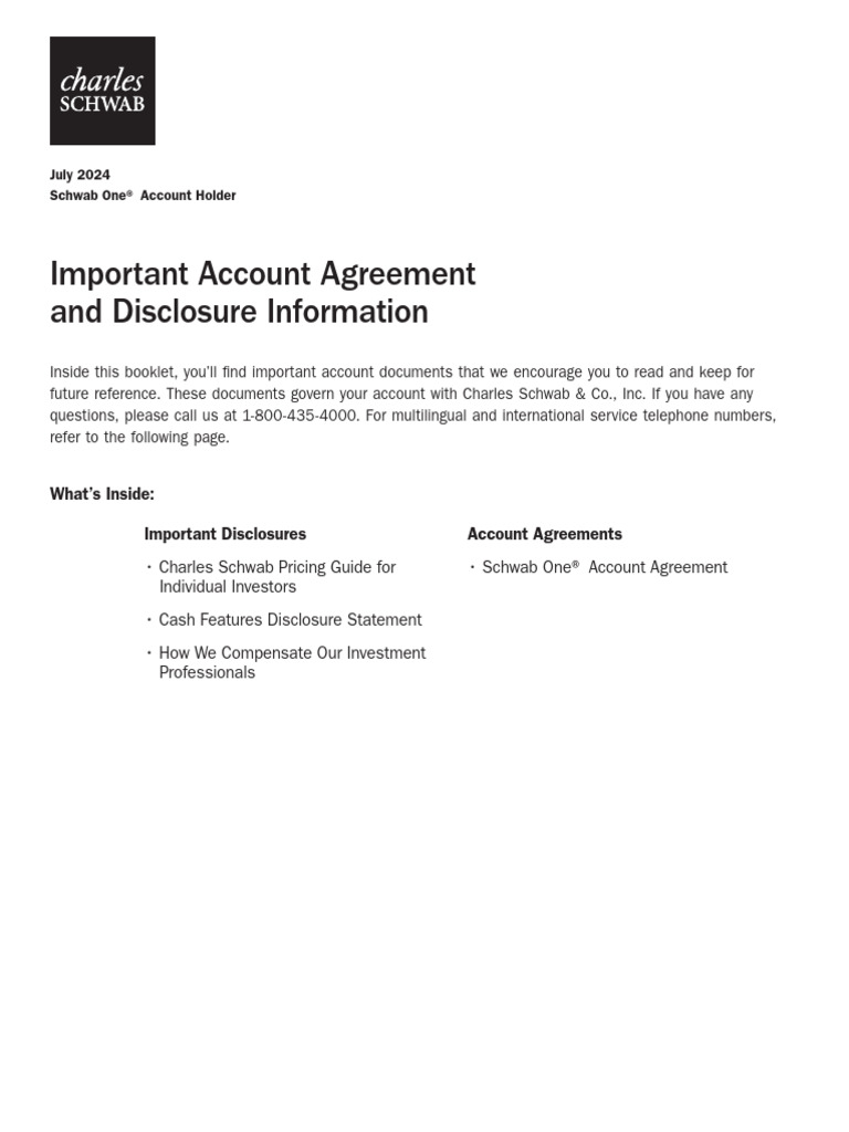 Schwab One Account Agreement & Pricing Guide | PDF | Securities ...
