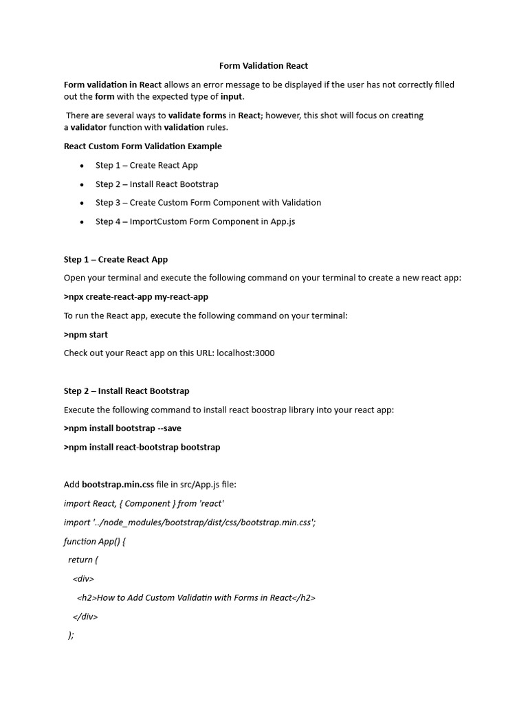 Form Validation React | PDF | Bootstrap (Front End Framework) | Software