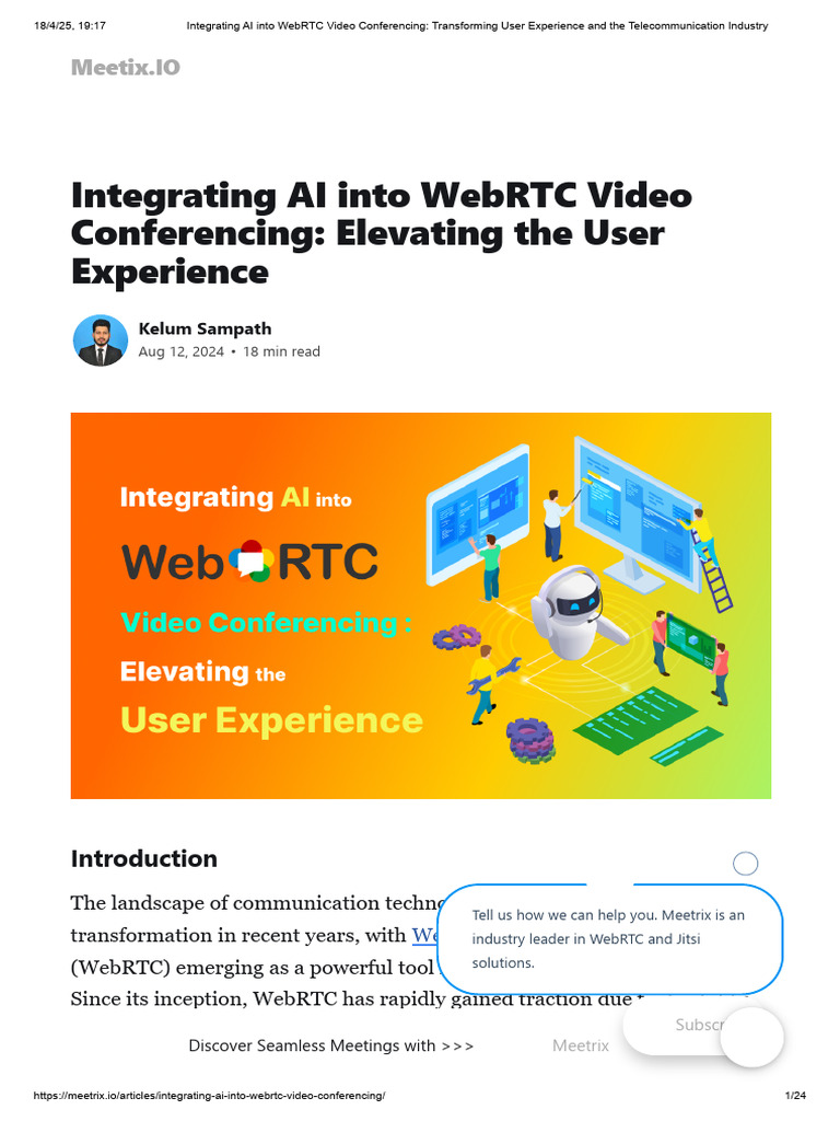 Integrating AI Into WebRTC Video Conferencing - Transforming User Experience and The ...