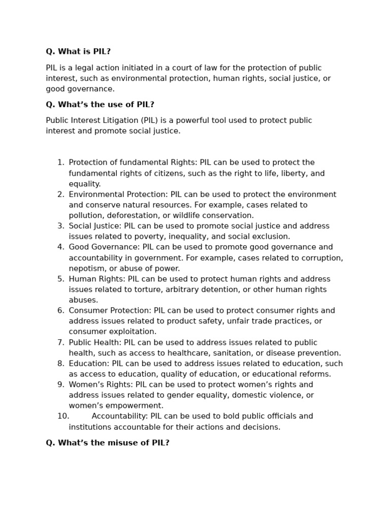 Q. What Is PIL? | PDF | Social Justice | Environmental Protection