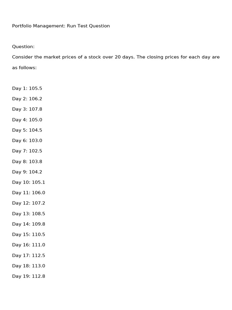 Run Test Portfolio Management | PDF