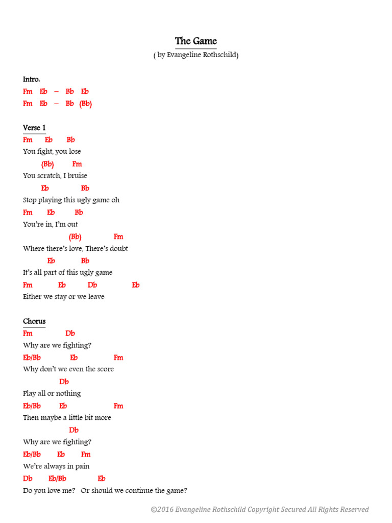 Diego W Upwork - The Game - Chords | PDF | Song Structure | Songs