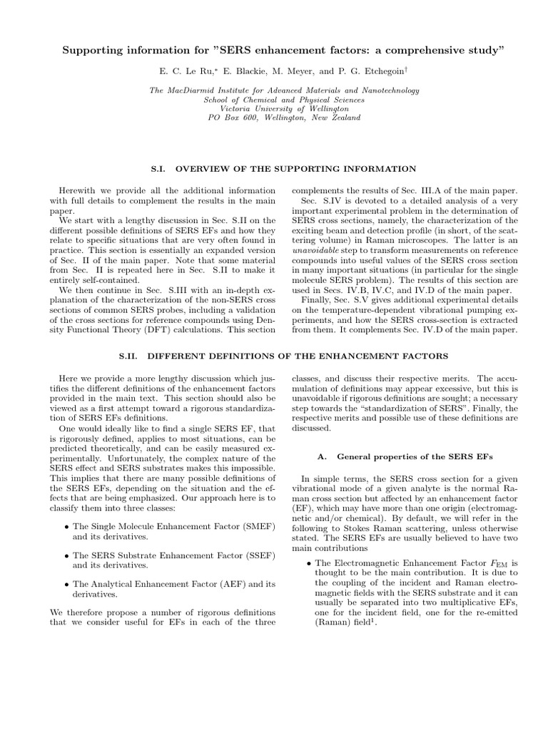 10 Supporting Information For SERS Enhancement Factors | PDF | Raman ...