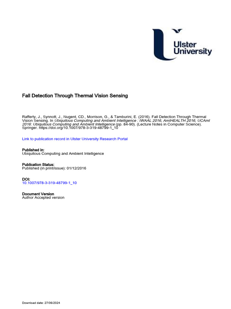 Fall Detection Through Thermal Vision Sensing Final-1 | PDF ...