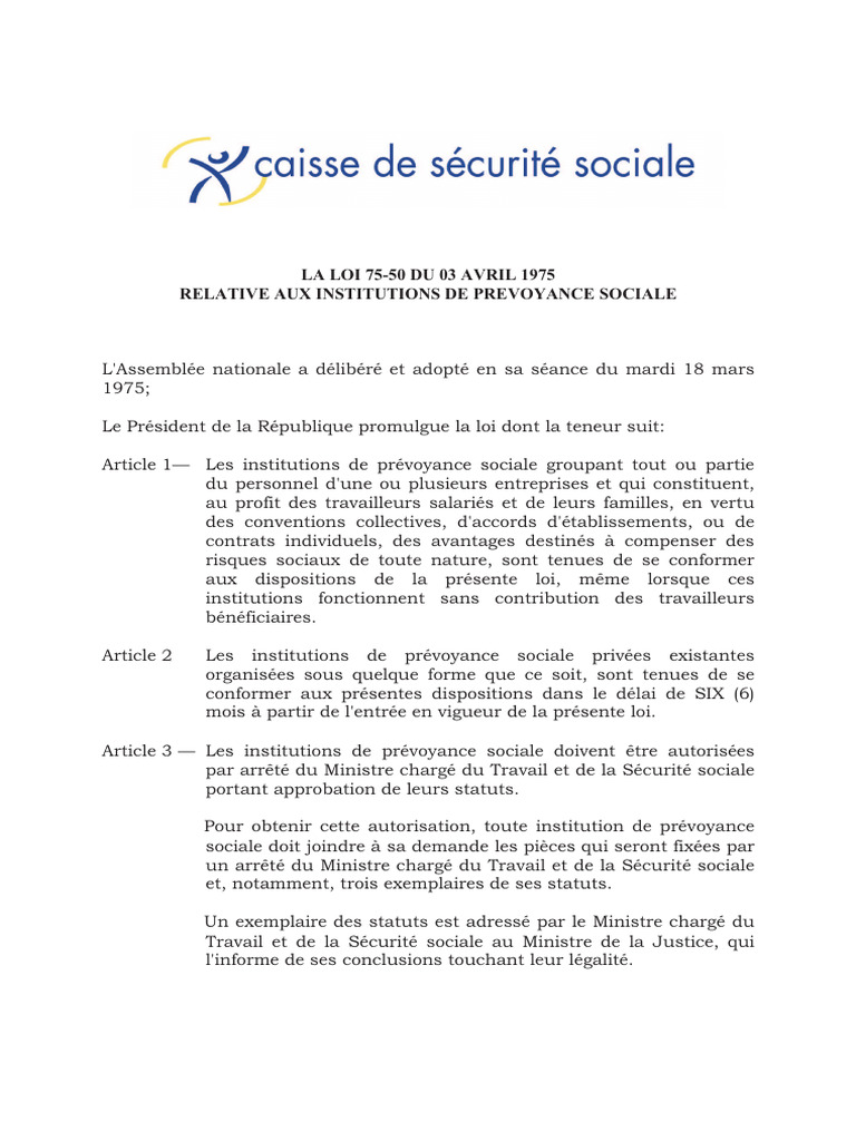 Loi Cadre Sur lIPRES Et La CSS | PDF