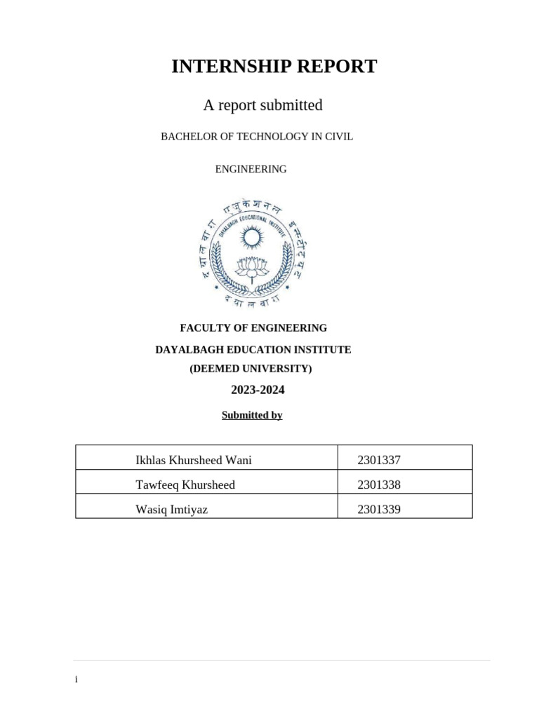 Civil Engineering Internship Report 2023 | PDF | Cement | Road Surface