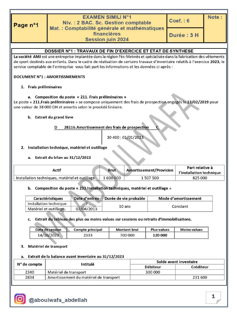 Examen Simili 1 CG SGC Juin 2024 | PDF