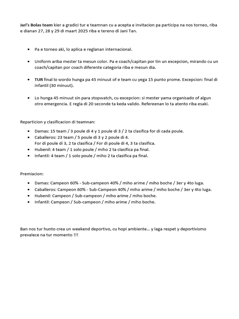 Schedule Torneo Jari Mrt. 2025 | PDF