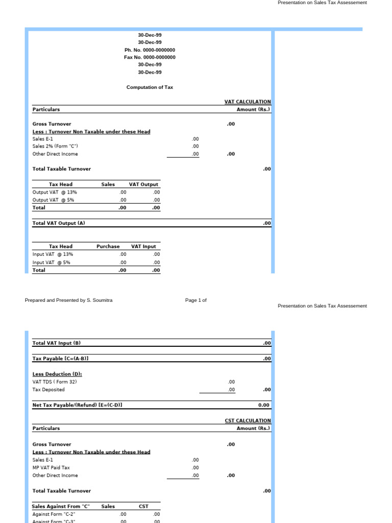 A Presentation On Sales Tax Assessment | PDF | Value Added Tax | Taxes
