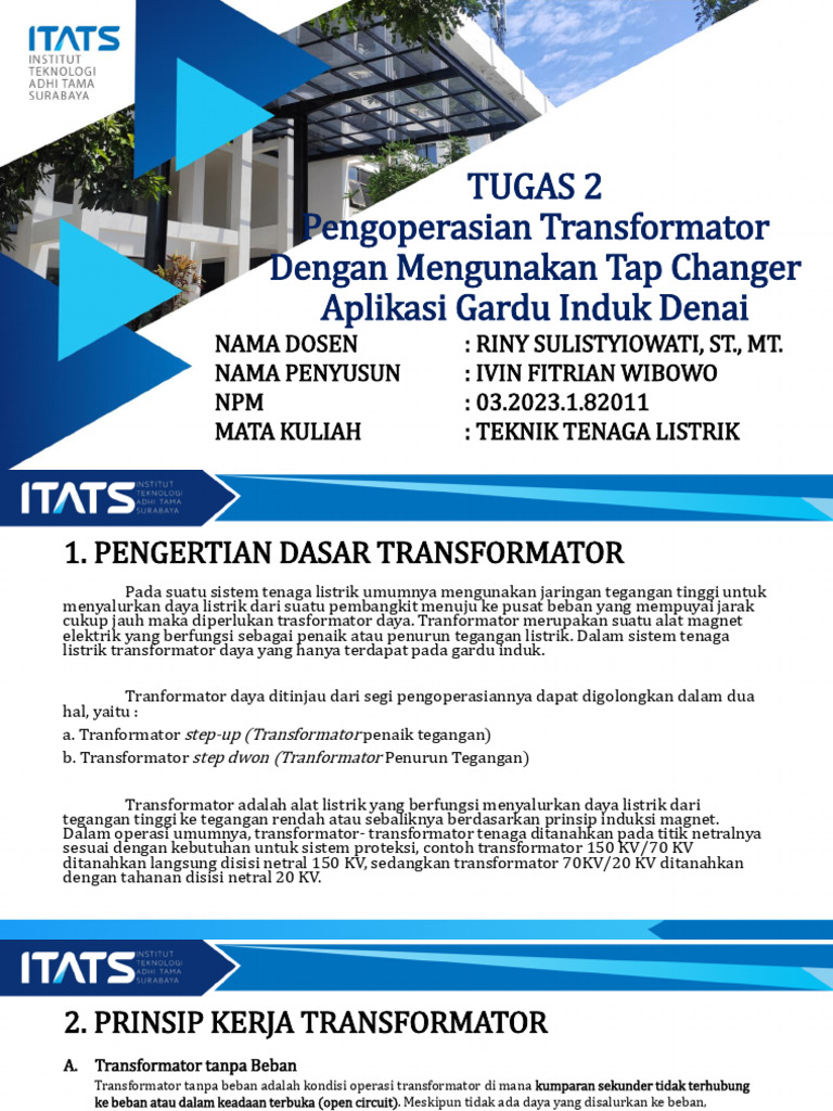 Tugas 2 - Pengoperasian Transformator Dengan Mengunakan Tap Changer Aplikasi Gardu Induk Denai ...