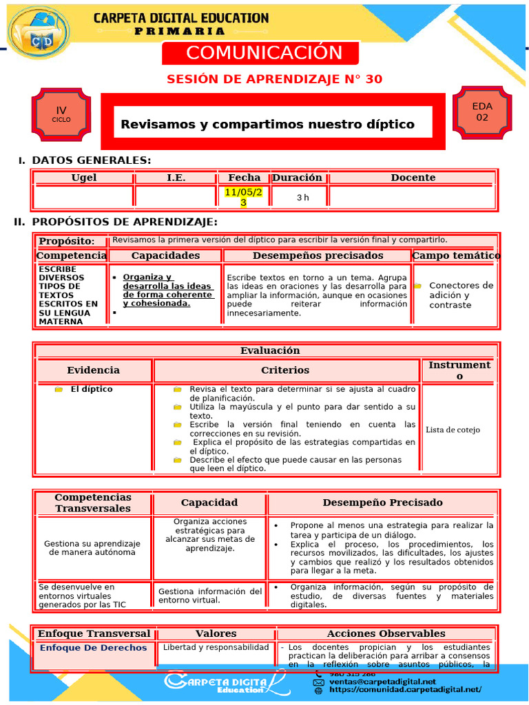 30° Sesión de Aprendizaje - Com - Sem.3-Exp.2 | PDF | Aprendizaje | Enseñando