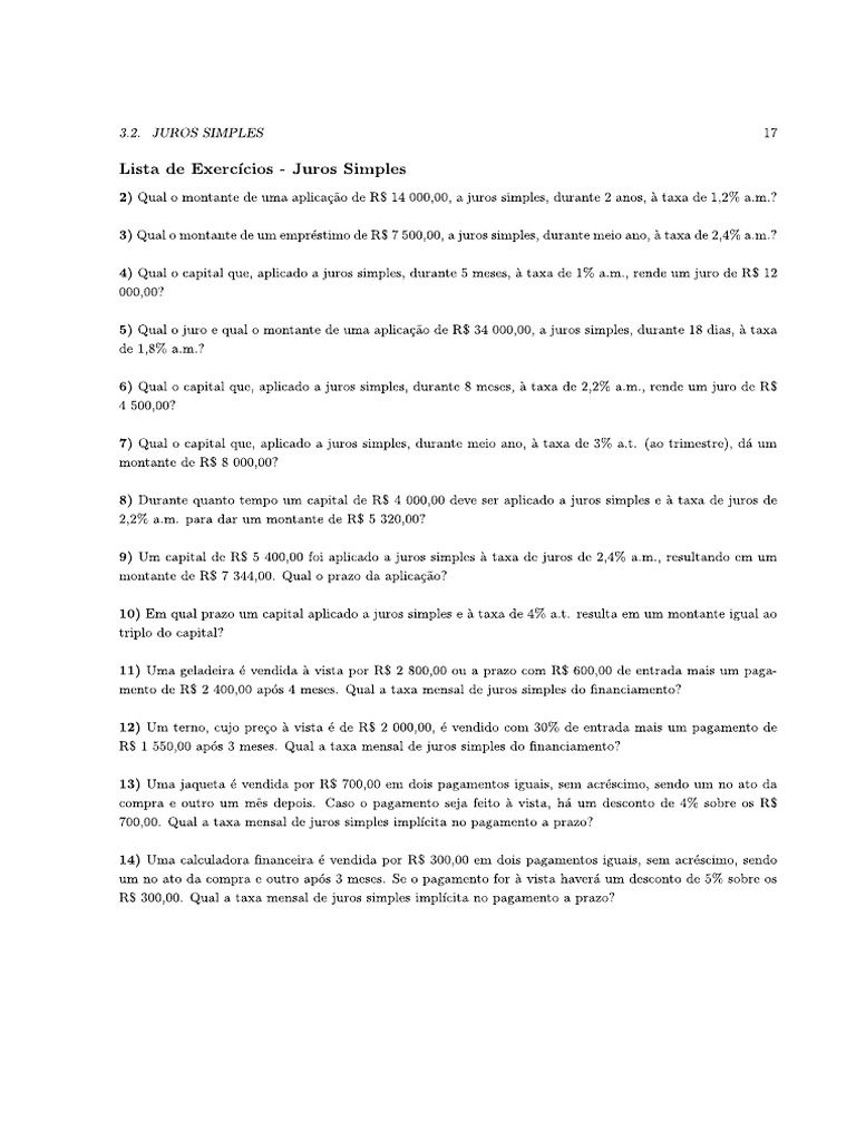 Lista Juros Simples | PDF