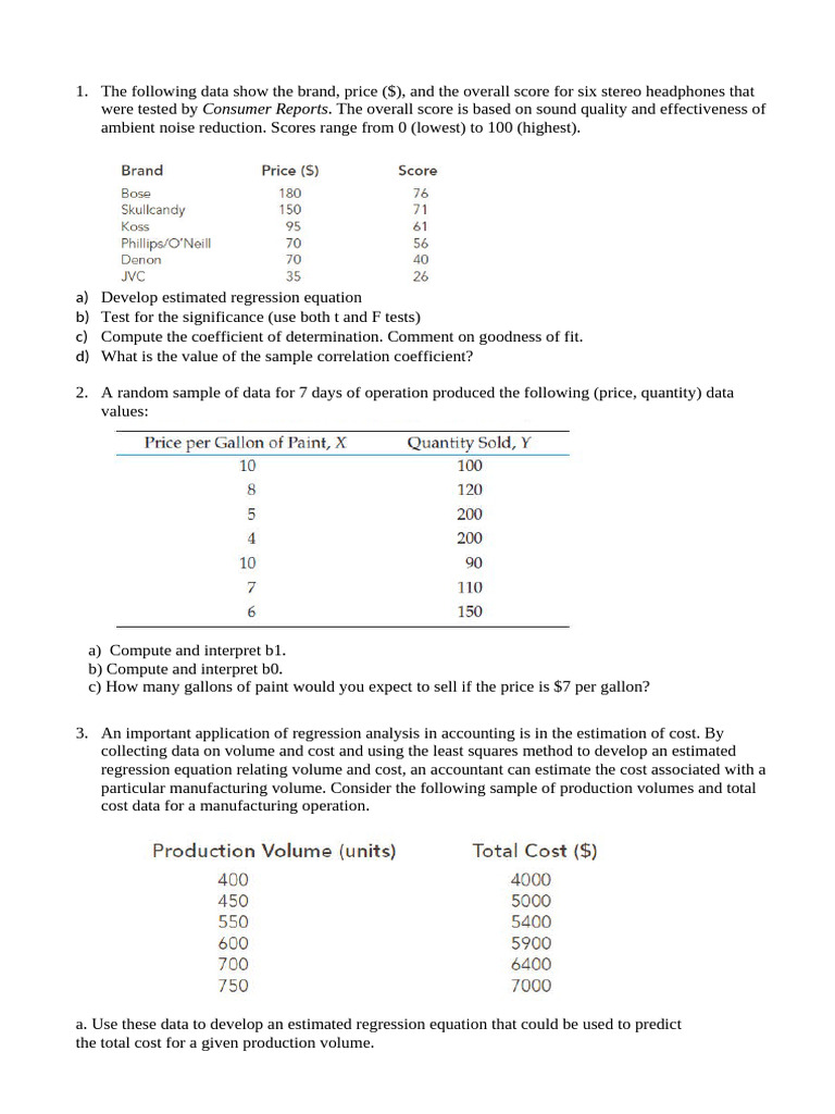 Simple Linear Regression Examples | PDF | Linear Regression ...