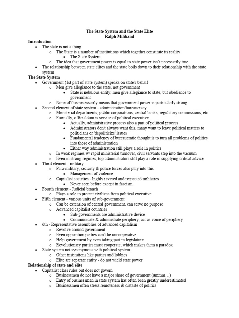 Elite Theory Outline Alexander Caldwell | PDF | State (Polity ...