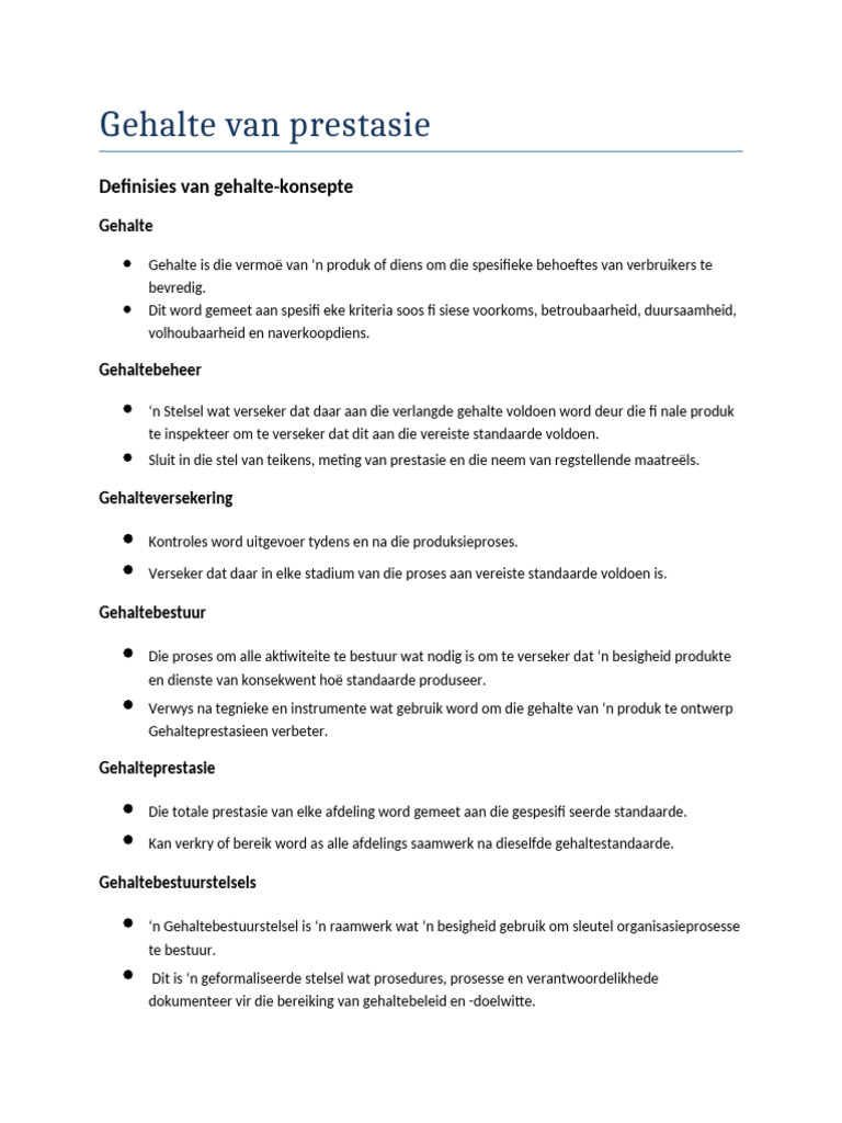 Gehalte Van Prestasie | PDF
