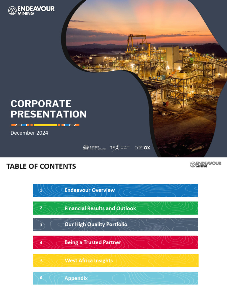 Endeavour Mining Corporate Presentation - December 2024 | PDF | Cash | Mining