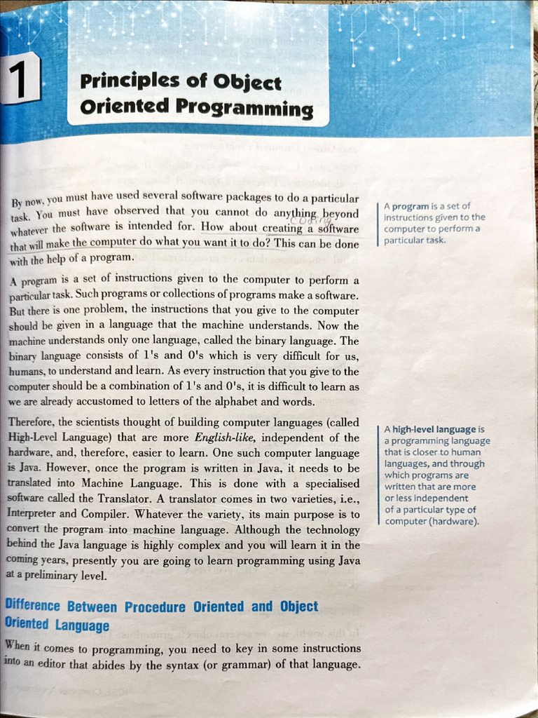 Chapter 1 - Principles of Object Oriented Programming | PDF