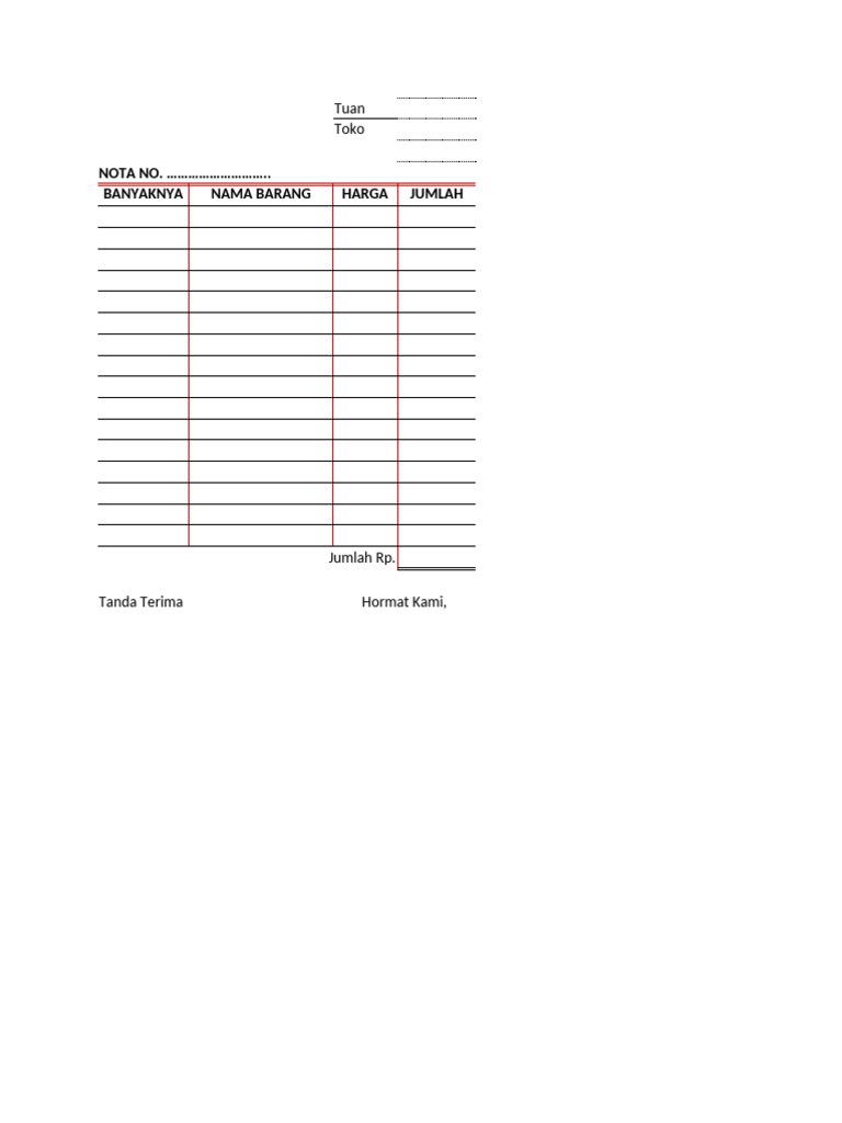 Nota Kontan Excel | PDF